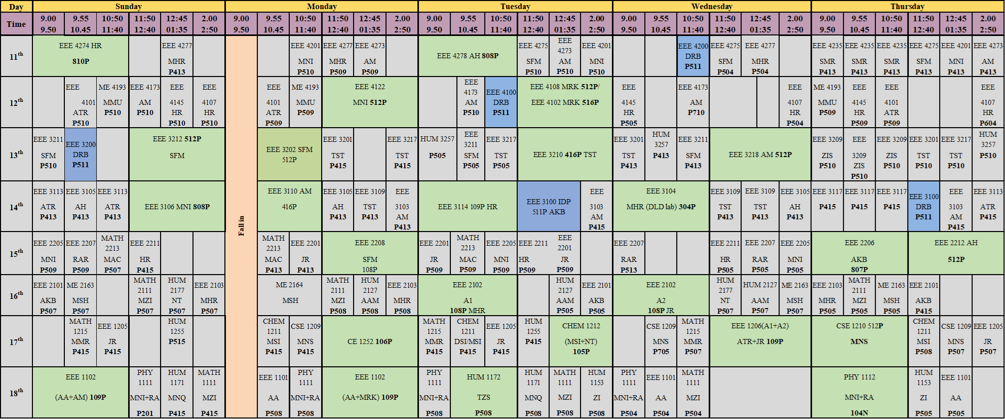 Class Routine | Department of Electrical and Electronic Engineering (EEE)